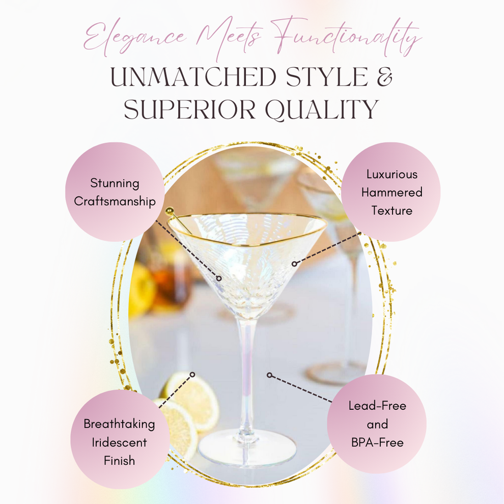 Iridescent Hammered Cocktail & Martini Glasses – Sisterly Drinkware