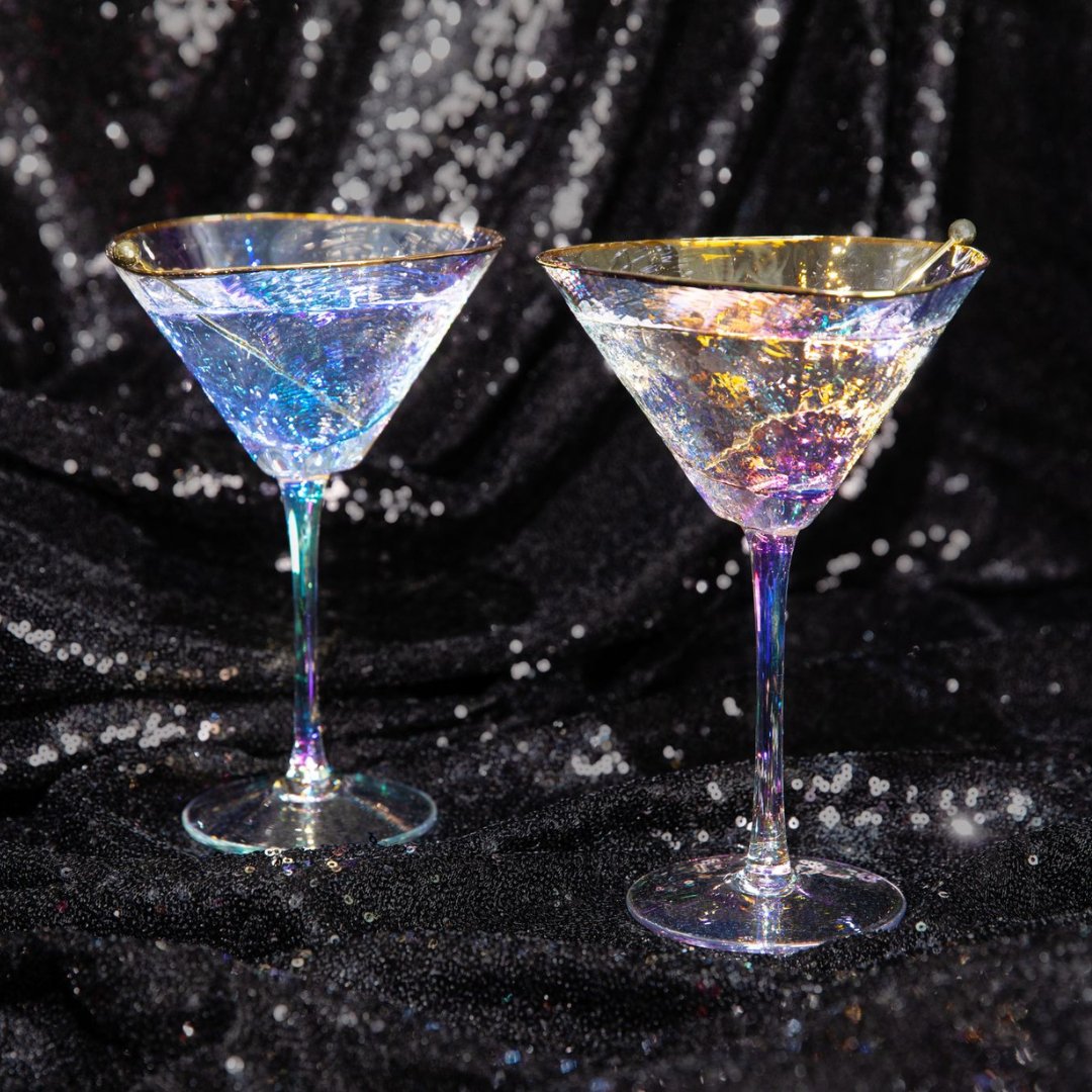Iridescent Hammered Cocktail Glasses | Sister.ly Drinkware