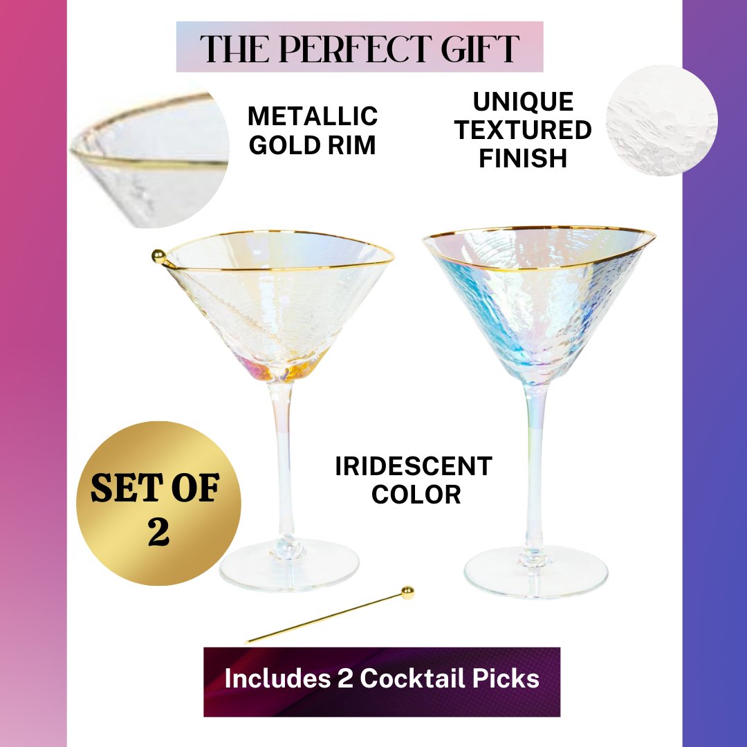 Iridescent Hammered Cocktail Glasses | Sister.ly Drinkware