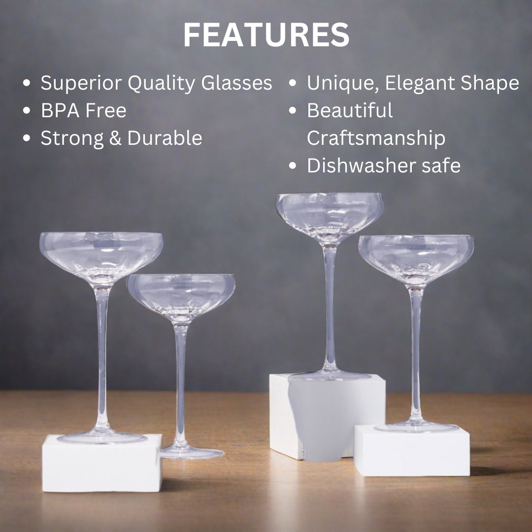 Opulent Rounded Coupe Cocktail Glasses, Set of 4 - Sister.ly Drinkware